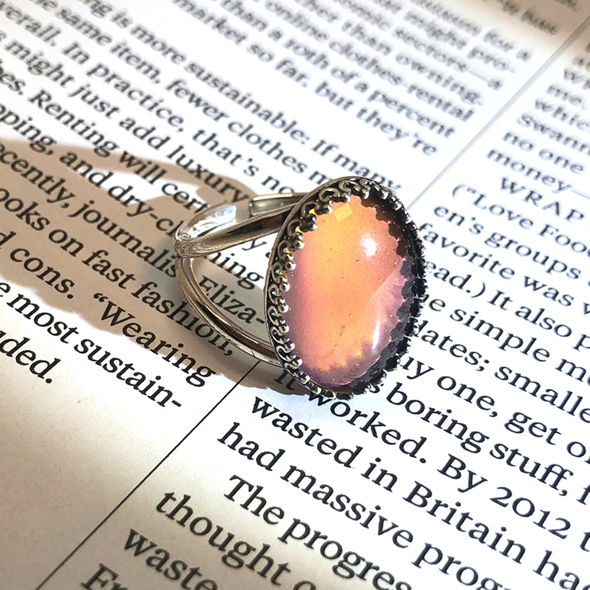 Adjustable Colour Changing Mood Ring in Sterling Silver/antiqued silver ...